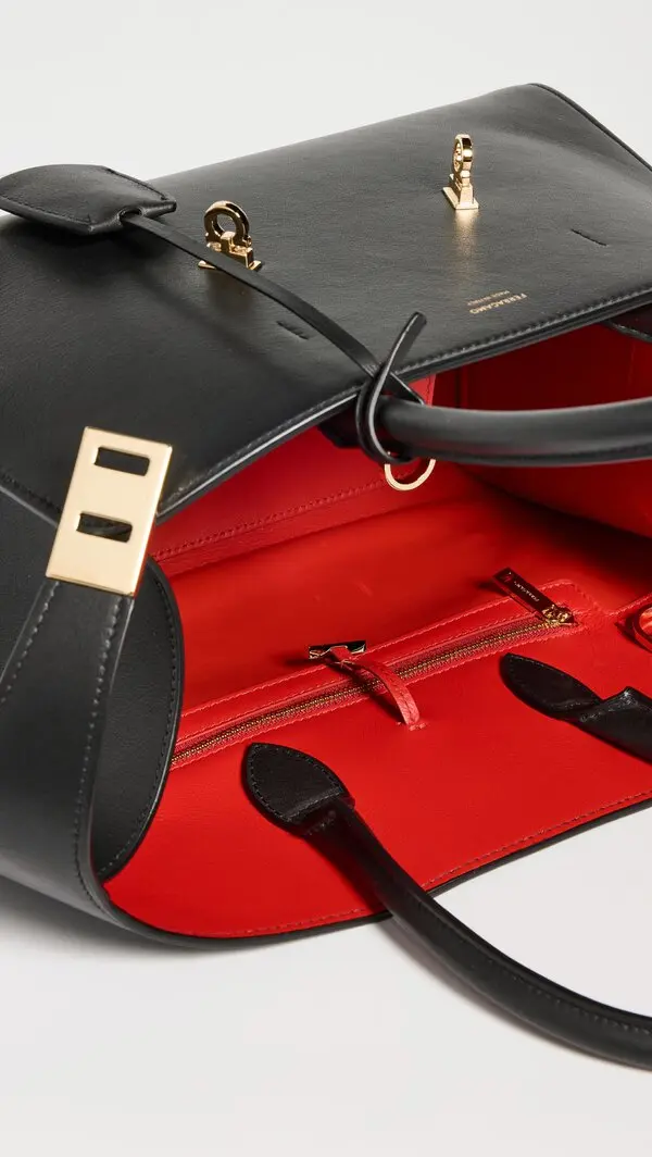 Ferragamo Hug Soft Bicolor Bag - Nero Flame Red | Editorialist